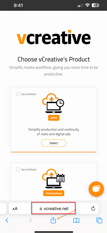 Create a shortcut to your vCreative account on your phone!